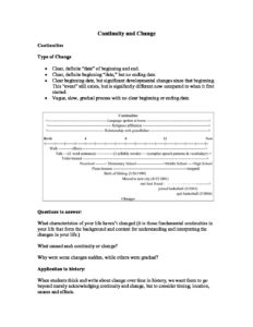 Continuity and Change Worksheet - Flow of History